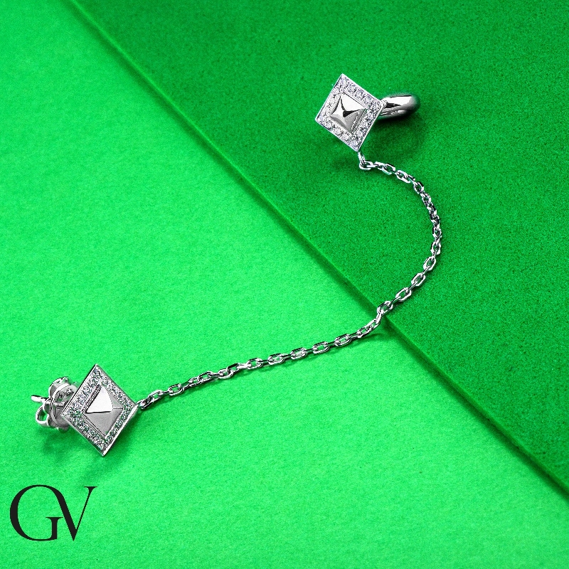 18k white gold bajoran single earring with diamonds | GV